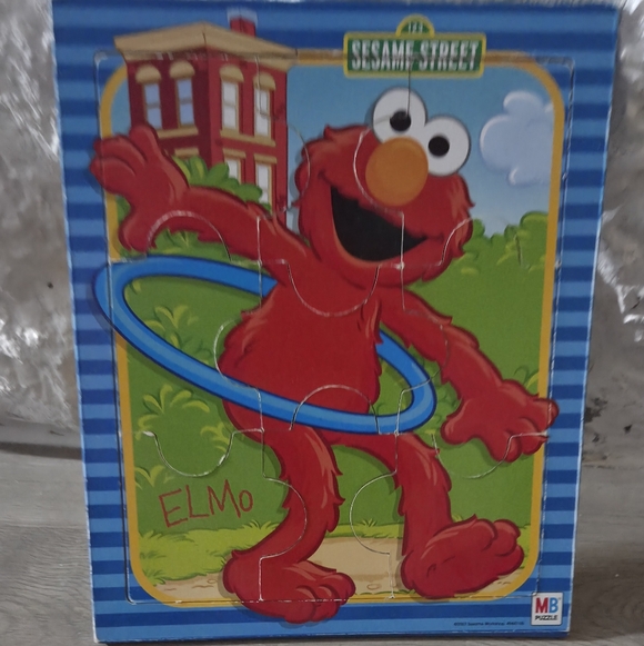Milton Bradley | Games | Sesame Street Elmo Puzzle Red And Blue | Poshmark